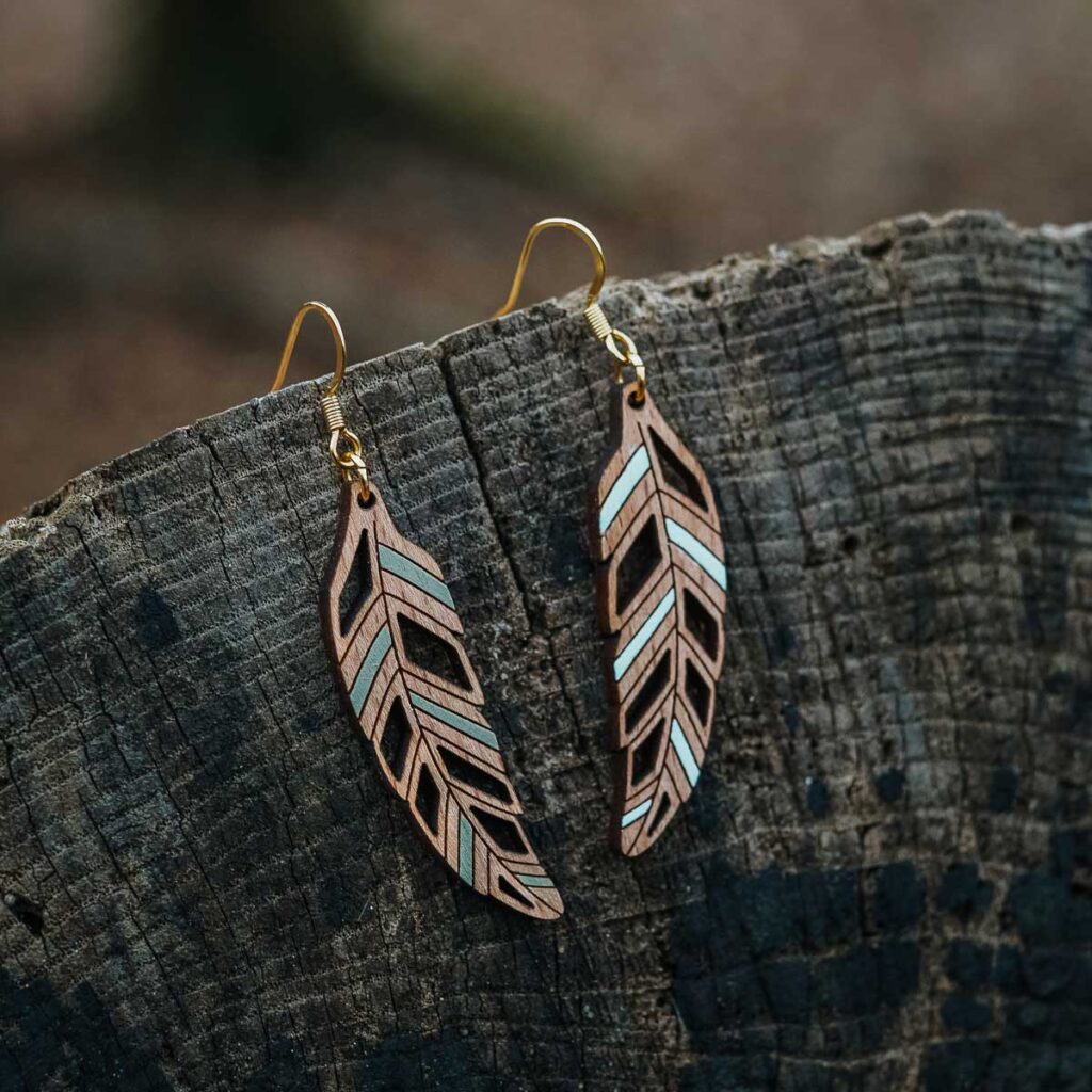 Boucles d'oreilles en bois Piuma - Bijoux en bois suisse - Wooper