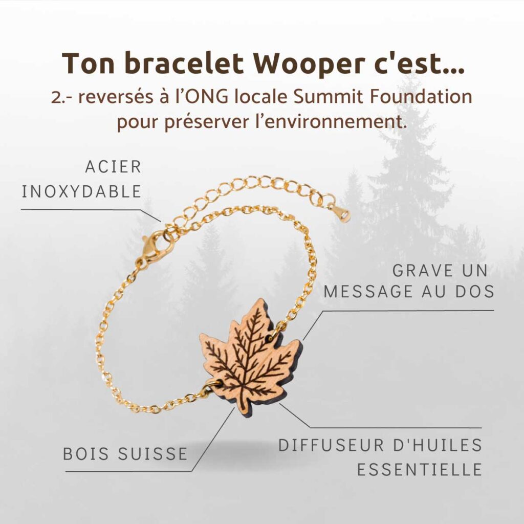 Bracelet en bois feuille d'érable Hoja de Wooper | Bijou éco-responsable 🇨🇭